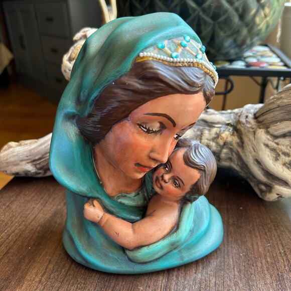 Unbranded | Art | Vintage Mcm Ceramic Chalk Chalkware Bust Madonna ...